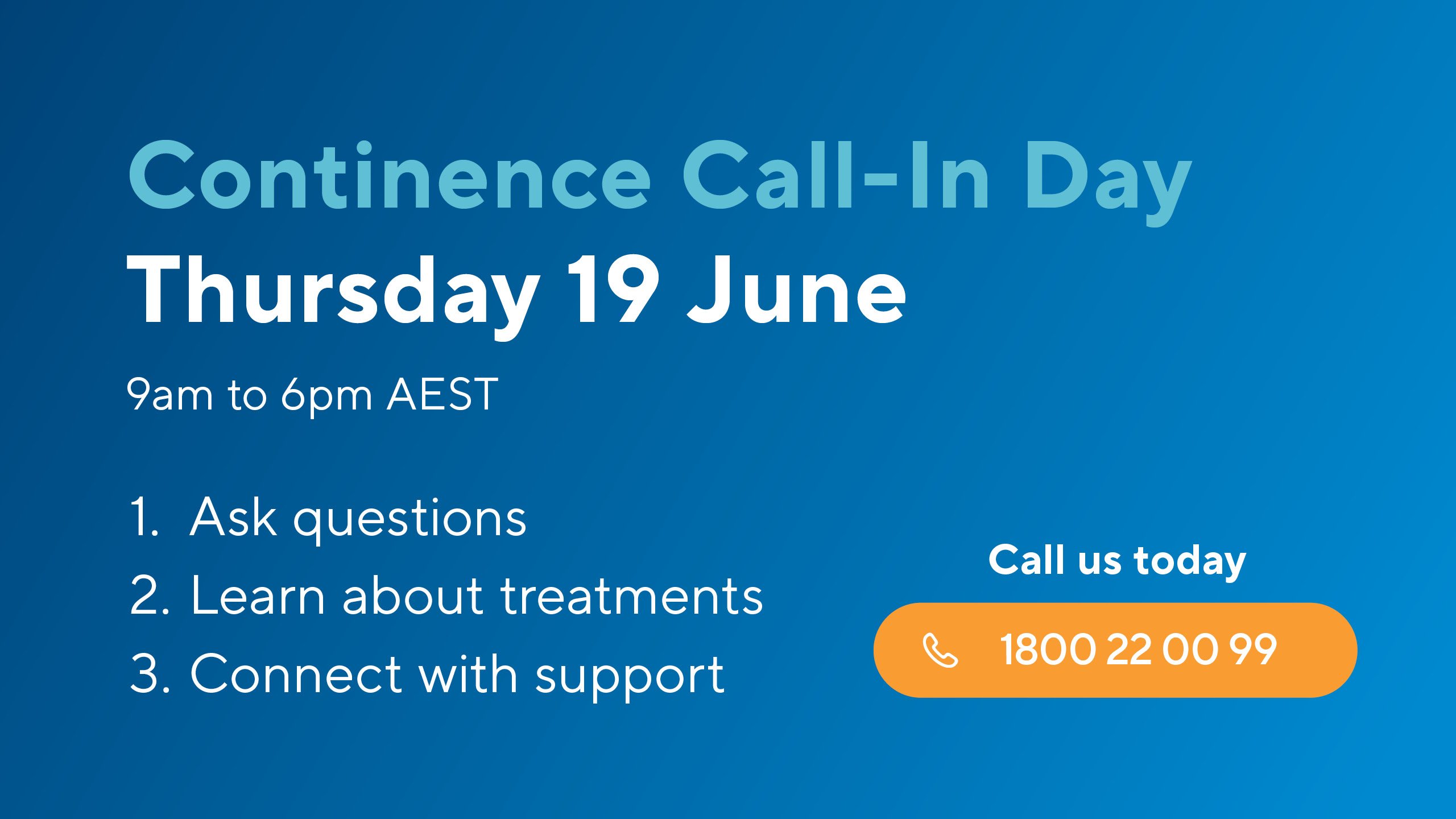 Continence call-in day for men with prostate cancer | PCFA